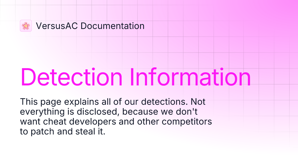 Detection Information | VersusAC Documentation